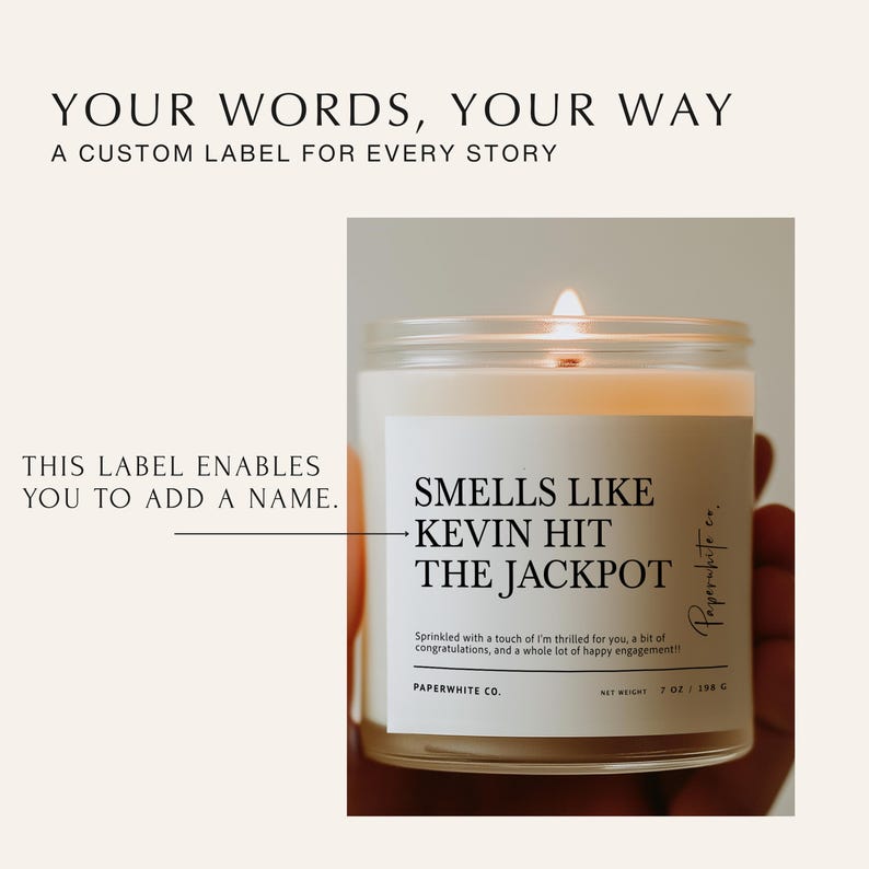 Custom Engaged Gift Candle, Smells Like [name] Hit the Jackpot, Funny ...