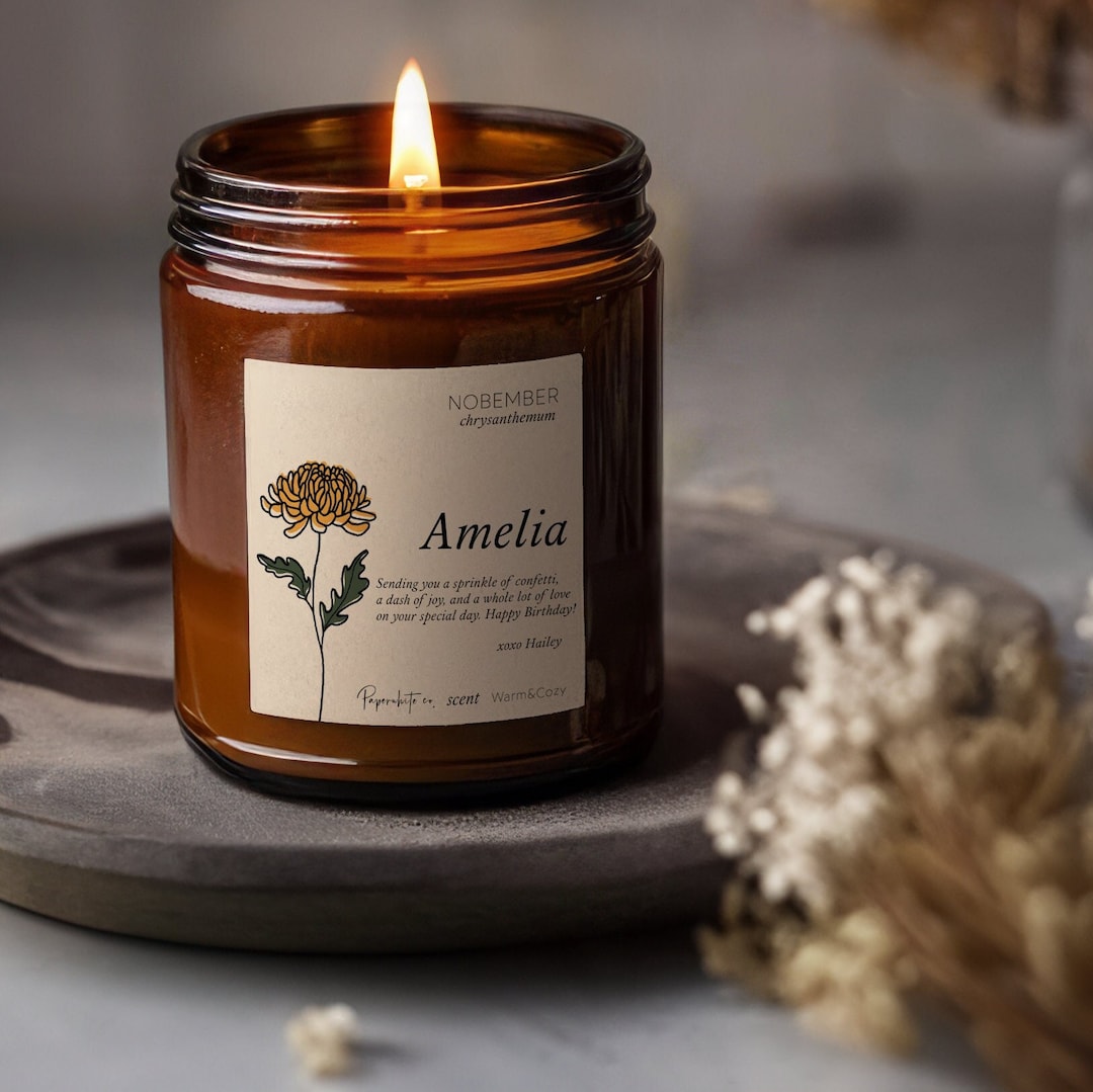 November Birth Flower Candle Birth Month Candle Custom Birthday Candle ...
