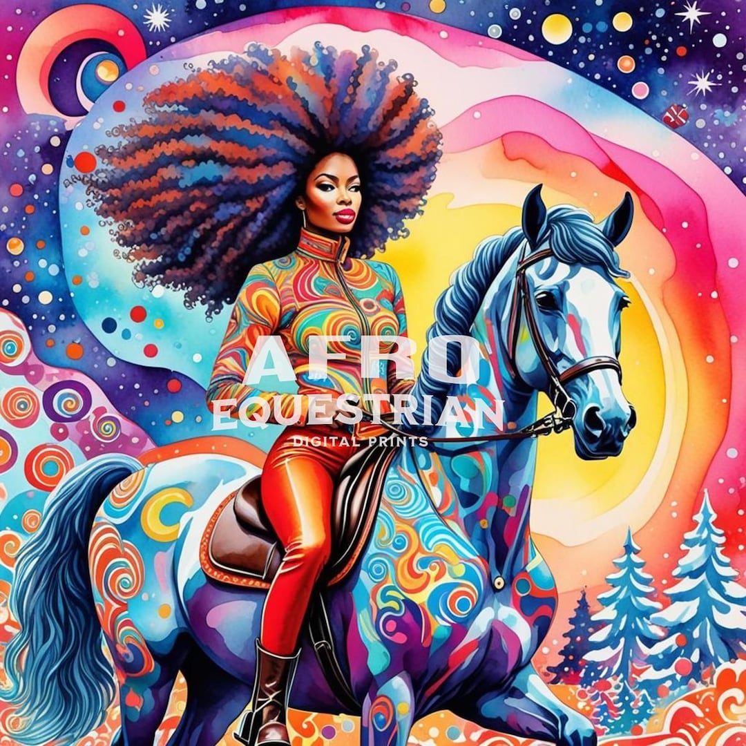 Afro Equestrian Art Print: Psychedelic Watercolor (digital Download) - Etsy