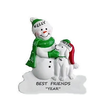 Personalized Snow With Dog - Snowman With Dog Personalized Christmas ...