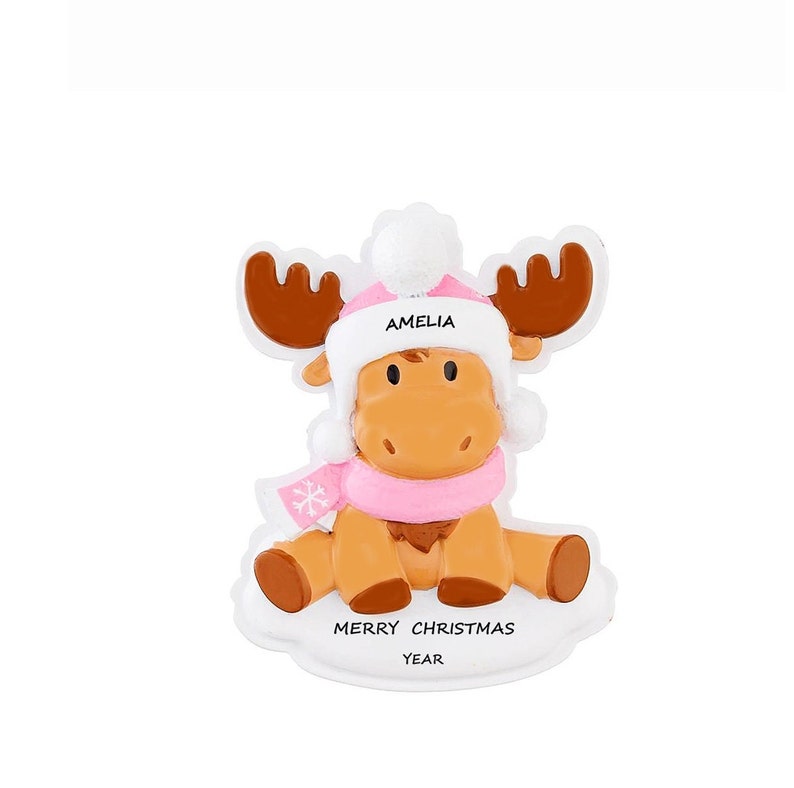 Personalized Adorable Moose Young Girl's Christmas Ornament - Boy's ...