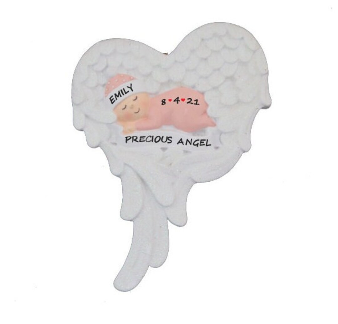 Precious Baby Angel Memorial Personalized Ornament - Baby Girl Wrapped ...