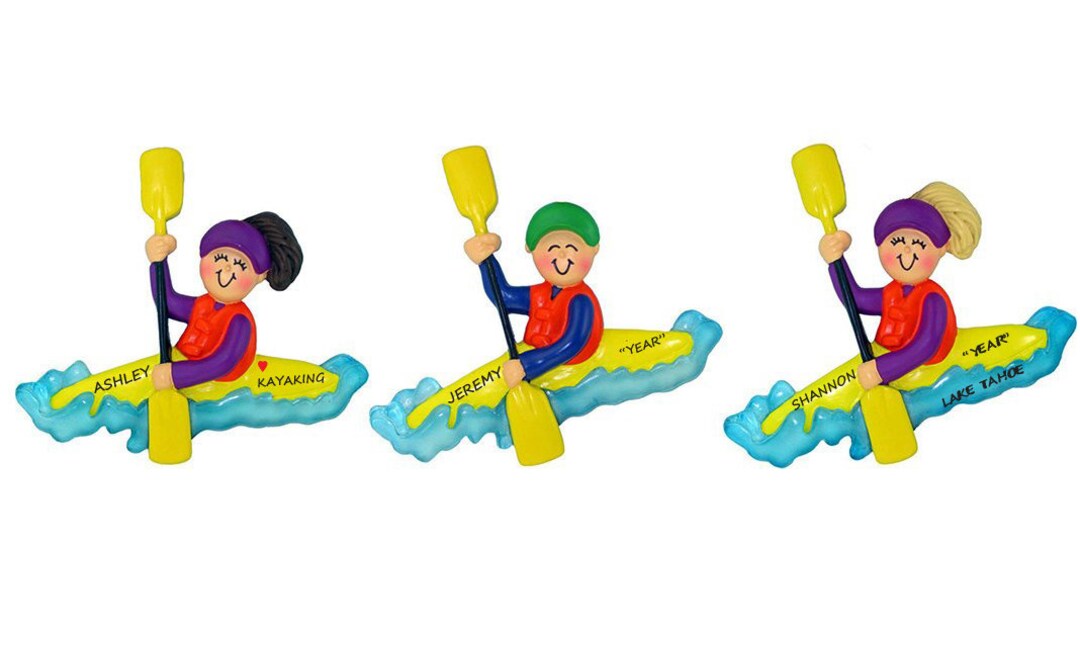 Personalized Kayaking Ornament for Male or Female - Kayaking Trip or ...