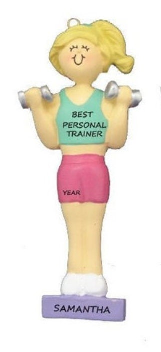 Personalized Workout Girl Female Christmas Ornament - Fitness Coach ...