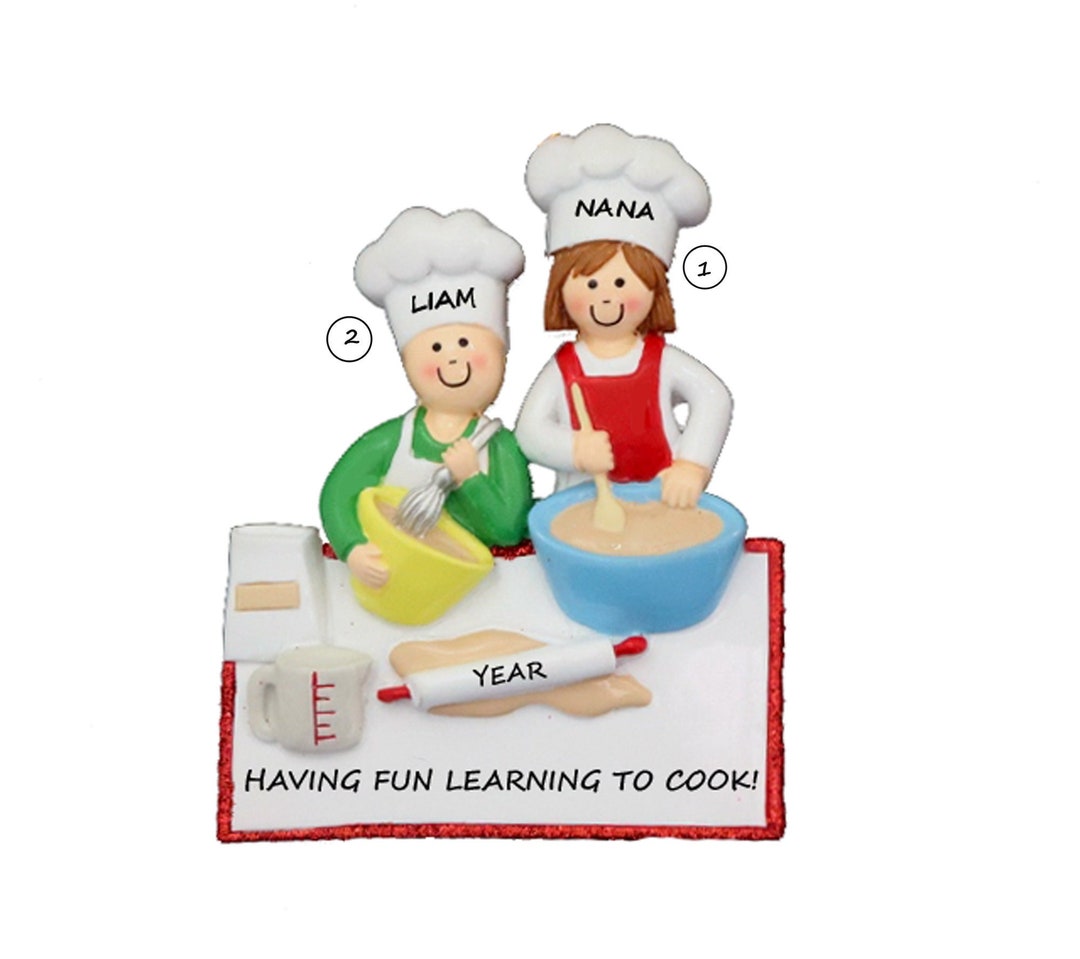 Child Baking With Nana Personalized Ornament - Young Grandchild Boy or ...