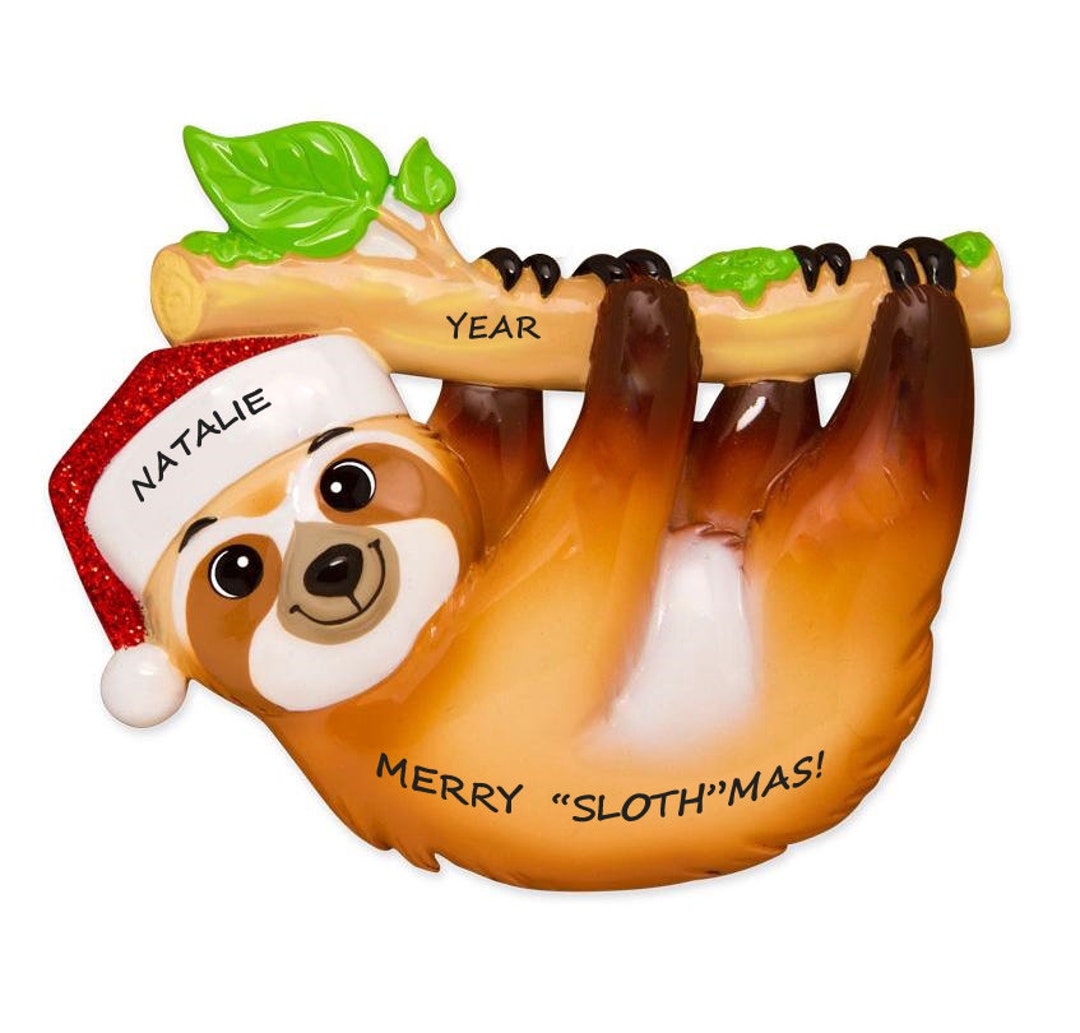 Personalized Sloth Christmas Ornament - Merry "sloth"mas! Sloth Lover ...
