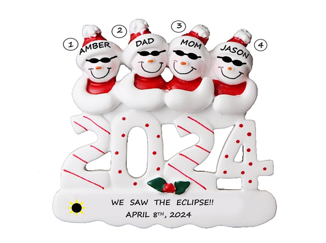 Total Solar Eclipse 2024 Family of 4 Ornament, Solar Eclipse Party ...