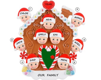 Custom Personalized Gingerbread House Family of 10 Ornament Gingerbread ...