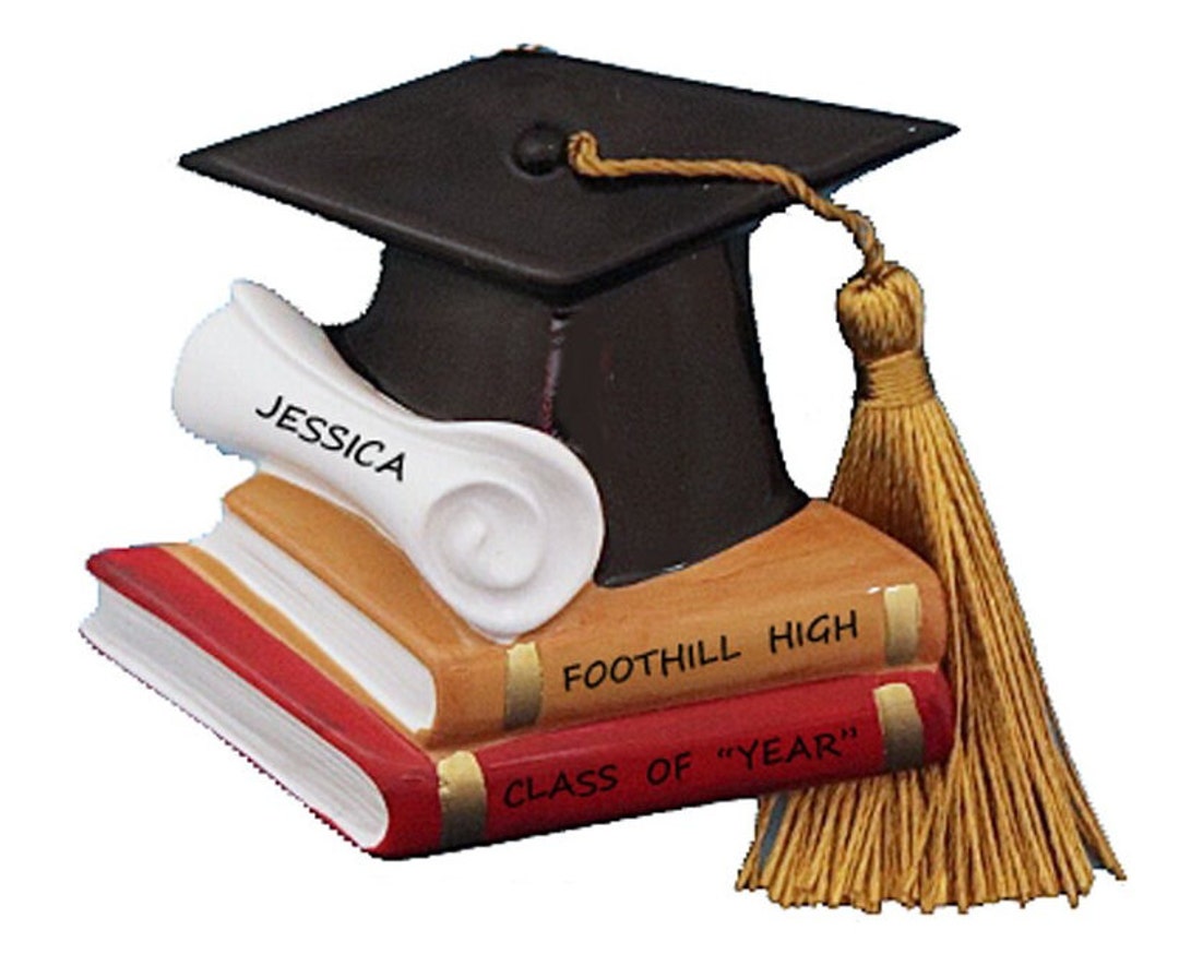 Graduation Cap Personalized Ornament With Books - Graduation Ornament ...