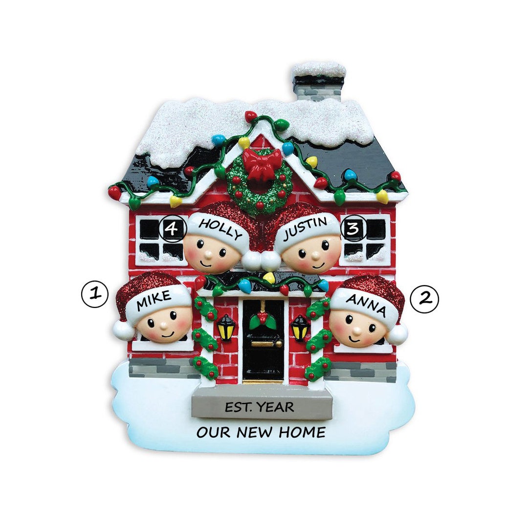 Personalized Family of 4 Home Christmas Ornament - Family of 4 New Home ...