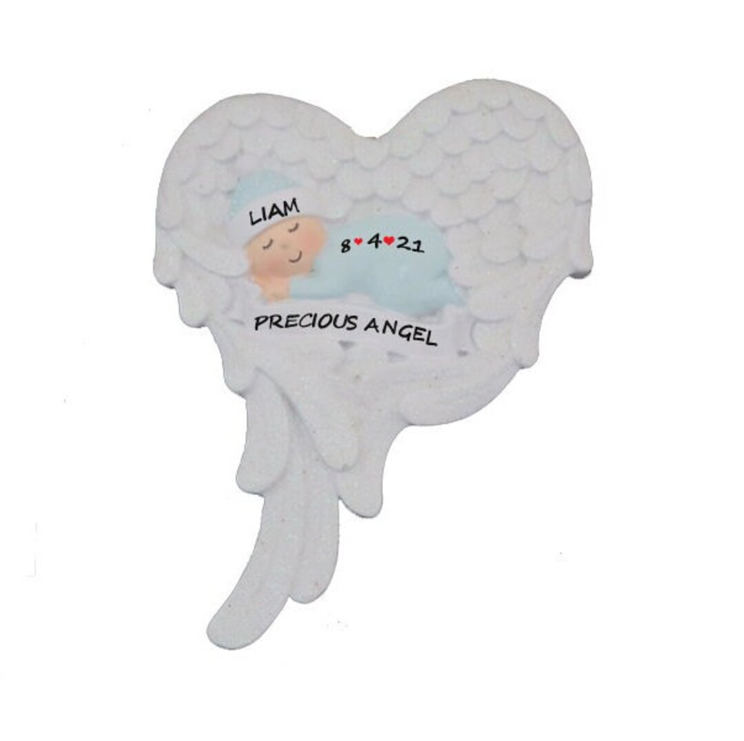 Precious Baby Angel Memorial Personalized Ornament - Baby Boy Wrapped ...