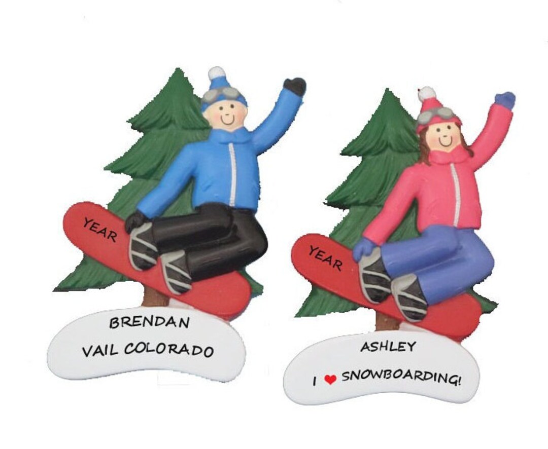 Personalized Snowboarder Ornament - Loves to Snowboard Christmas ...