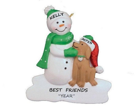 Personalized Snow With Dog - Snowman With Dog Personalized Christmas ...