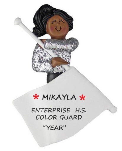 Color Guard Flag Girl Personalized Ornament - Marching Band Color Guard ...