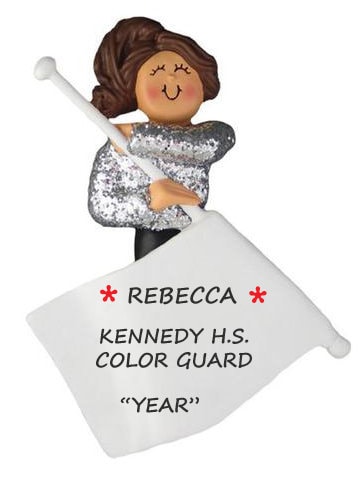 Color Guard Flag Girl Personalized Ornament - Marching Band Color Guard ...