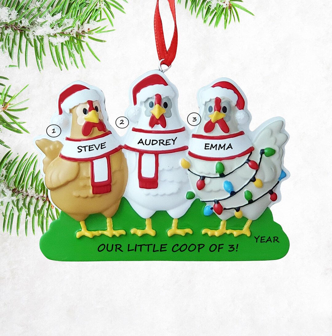 Personalized Adorable 3 Chickens Christmas Ornament Ready to Celebrate ...