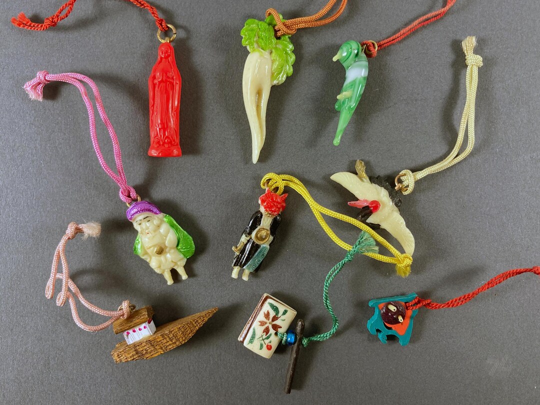 Vintage Celluloid & Glass Charms Japanese Pop Out Eyes Kobe Cracker ...