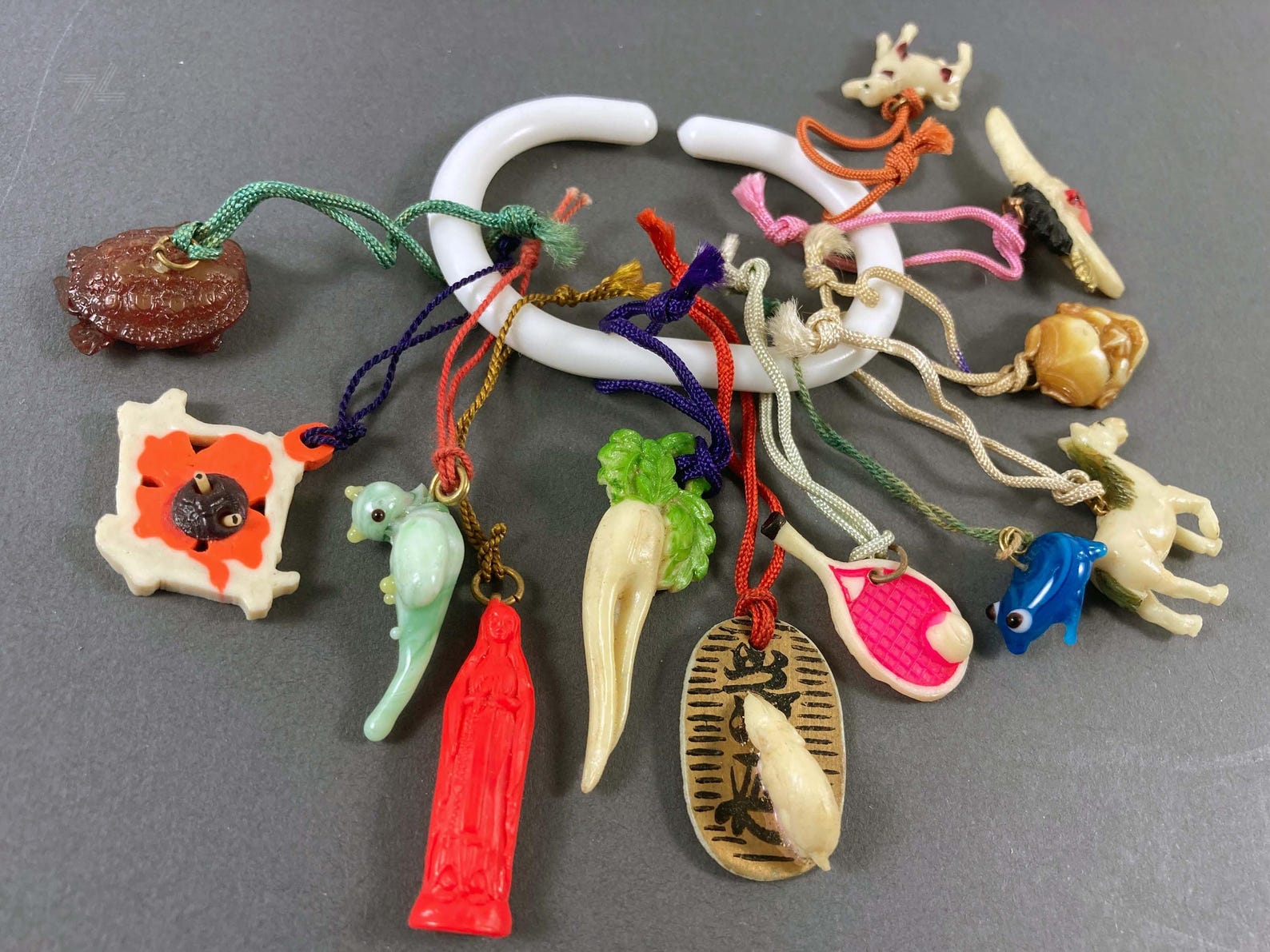 Vintage Celluloid & Glass Charms Japanese Pop Out Eyes Kobe Cracker ...