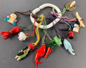 Vintage Celluloid & Glass Charms Japanese Pop Out Eyes Kobe Cracker ...