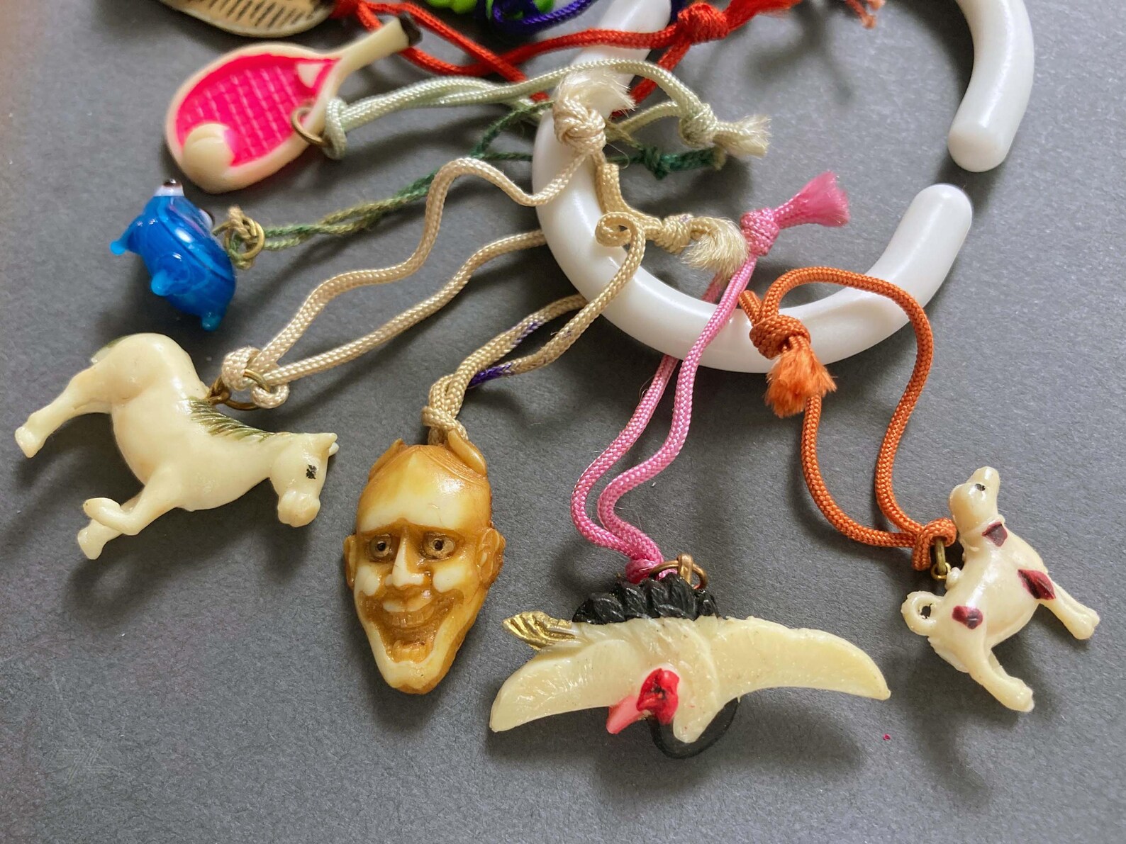 Vintage Celluloid & Glass Charms Japanese Pop Out Eyes Kobe Cracker ...