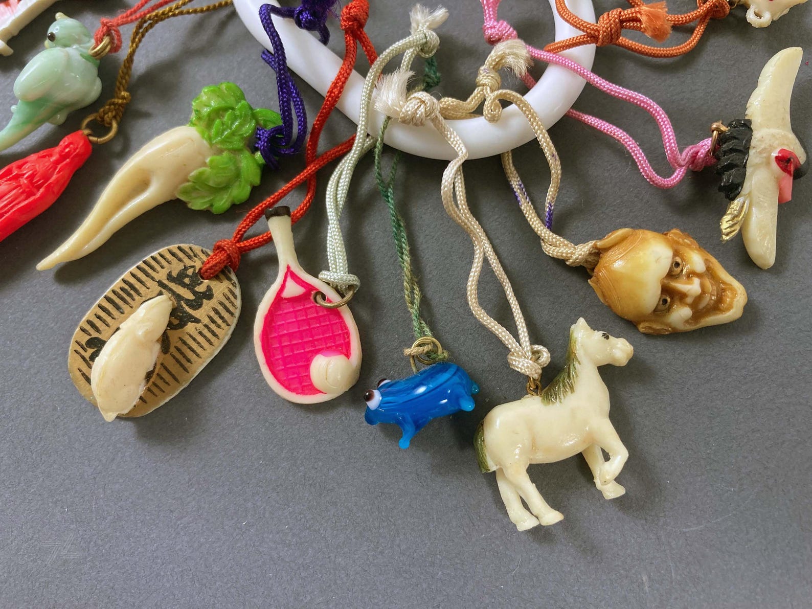 Vintage Celluloid & Glass Charms Japanese Pop Out Eyes Kobe Cracker ...
