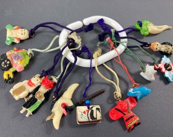 Vintage Celluloid & Glass Charms Japanese Pop Out Eyes Kobe Cracker ...