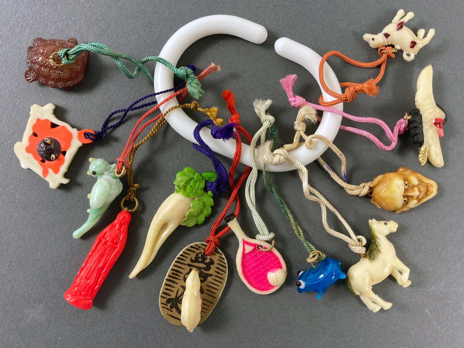 Vintage Celluloid & Glass Charms Japanese Pop Out Eyes Kobe Cracker ...