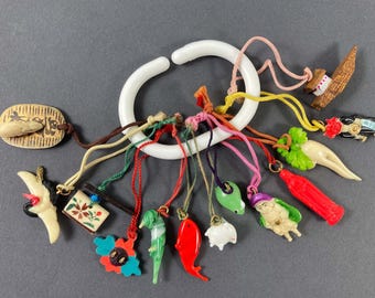 Vintage Celluloid & Glass Charms Japanese Pop Out Eyes Kobe Cracker ...