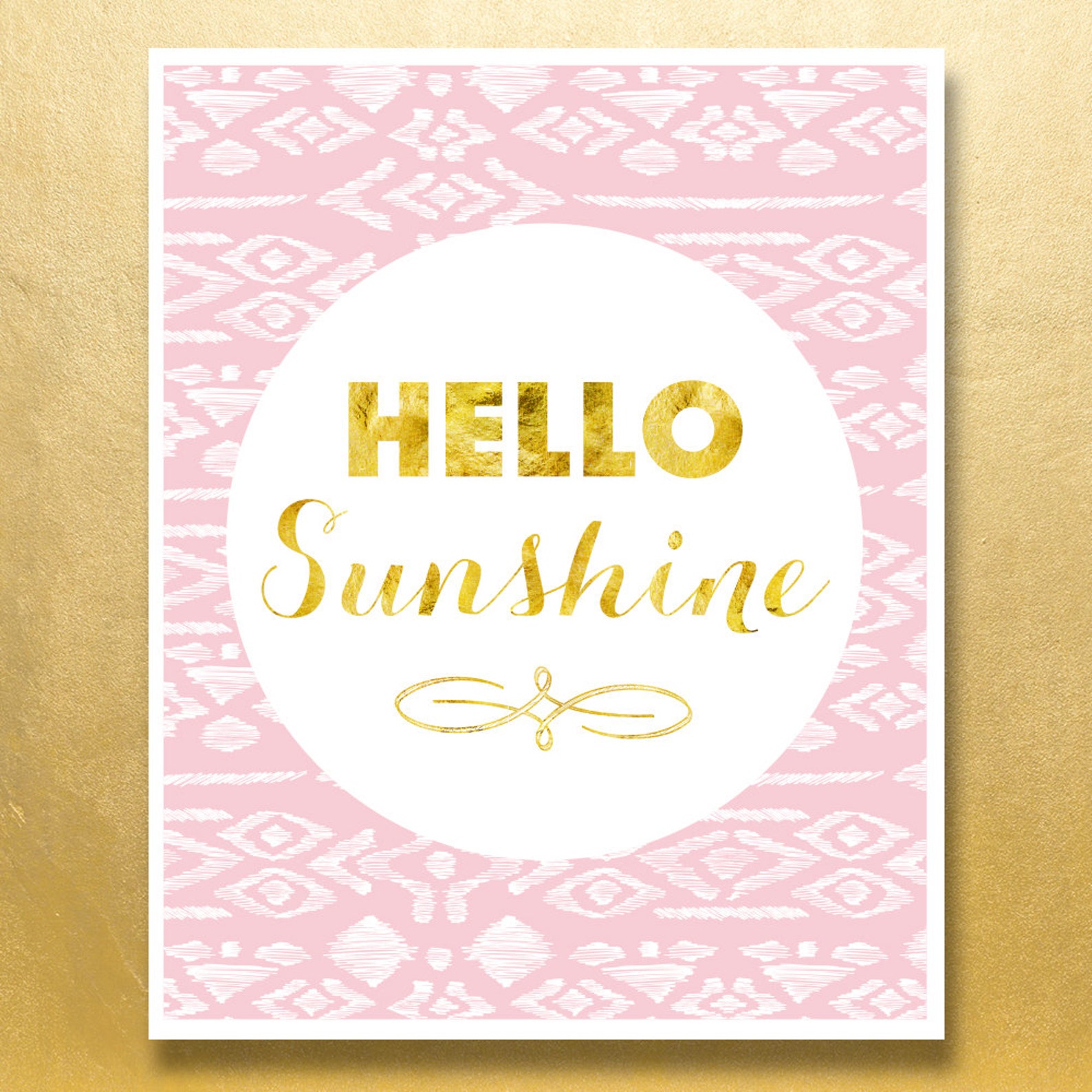Hello Sunshine Printable | Faux Gold Foil | Nursery Print | Girl's Room ...
