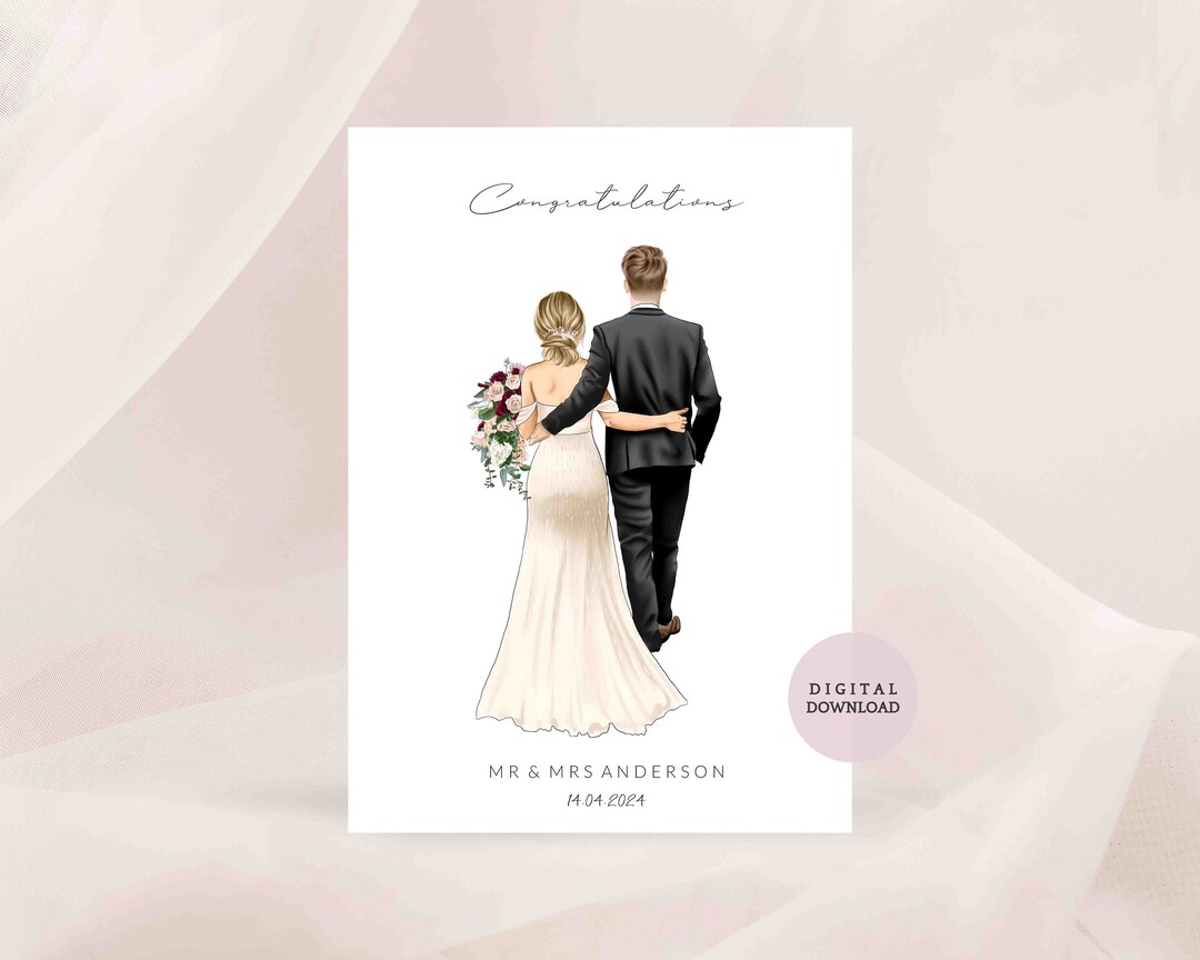 DIGITAL PRINTABLE / Congratulations Bride and Groom Card - Card for ...