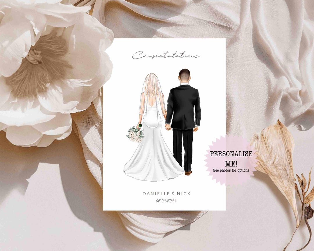 Personalised Bride and Groom Wedding Card / Card for Newlyweds ...