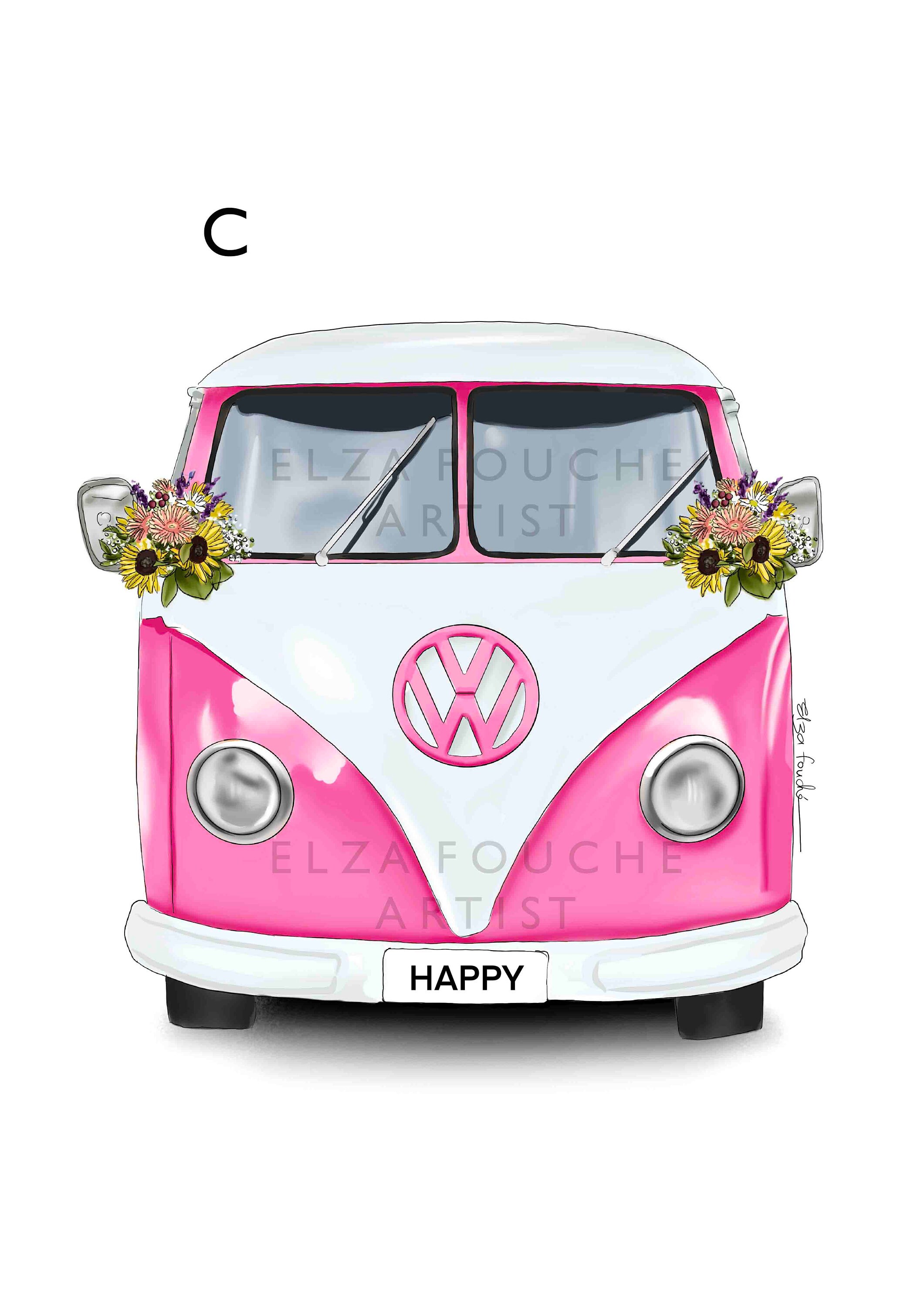 Happy Combi / Combi Print Combi Art Summer Art Pink | Etsy