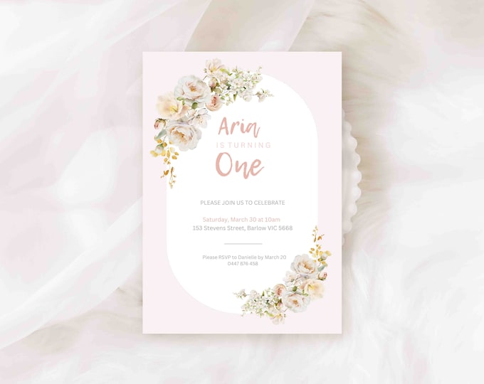 Editable DIGITAL First Birthday Party Invitation / Turning 1 Digital ...