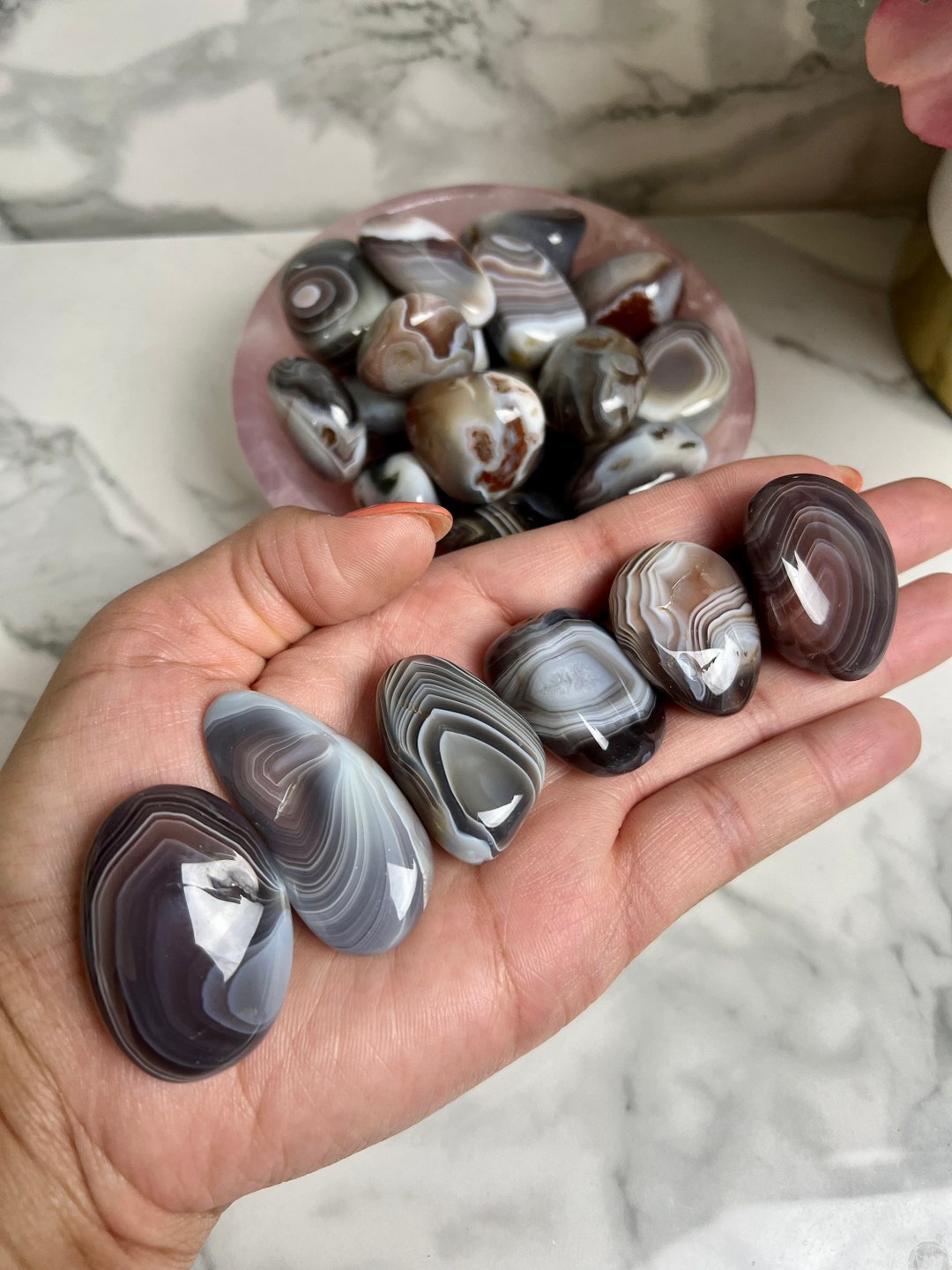 Banded Agate Tumble Setof Two - Etsy