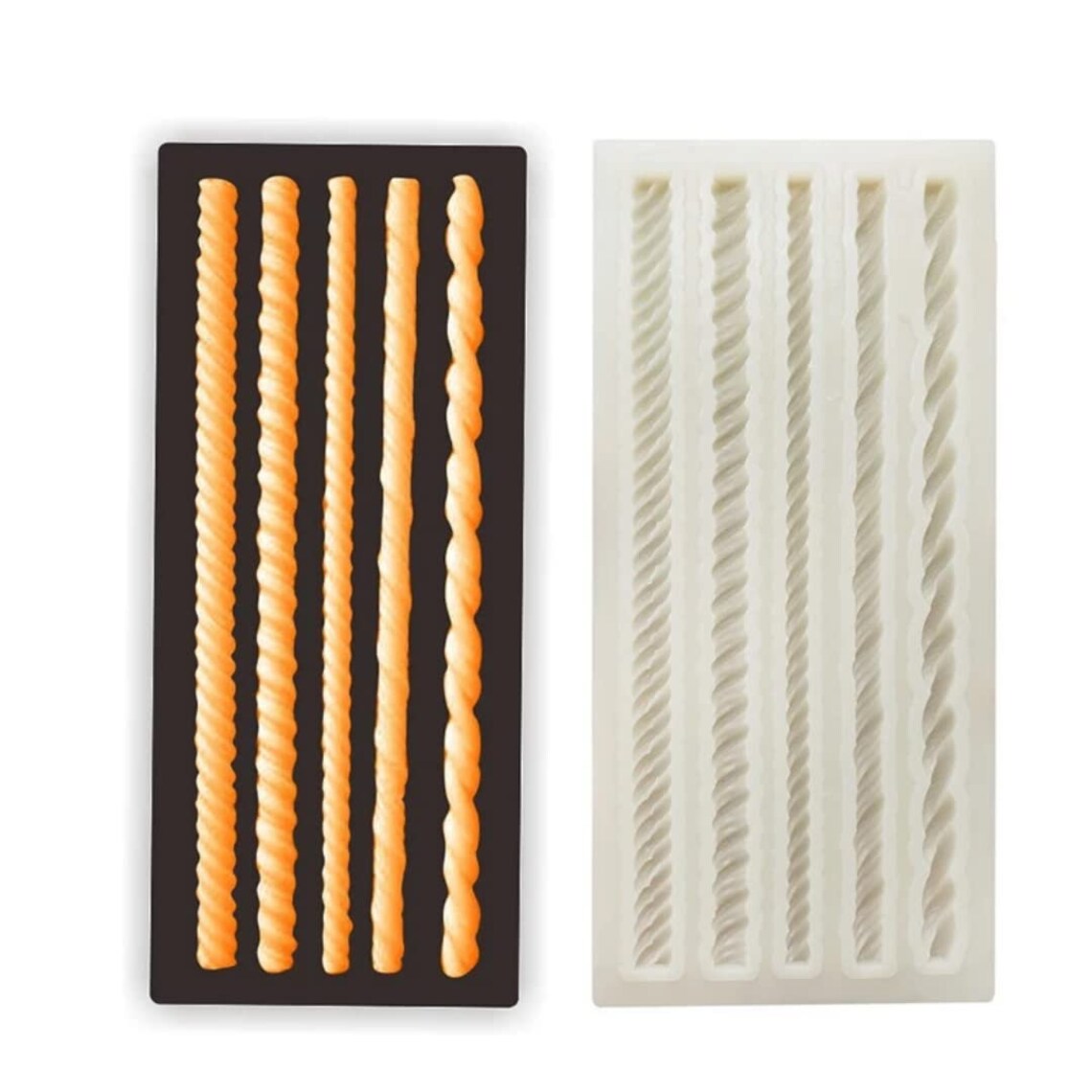 Mini Ropes Silicon Mold-5 Different Twisted Rope Design White Color ...