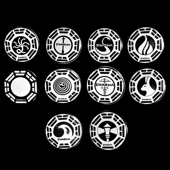 Lost Dharma Initiative Set of Buttons Magnets Keychains or | Etsy