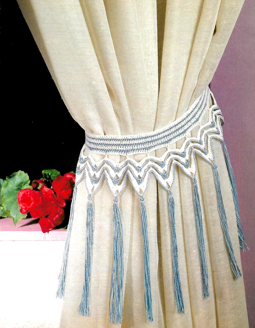 Vintage Crochet PATTERN Victorian Tiebacks Crochet Curtain Tieback ...