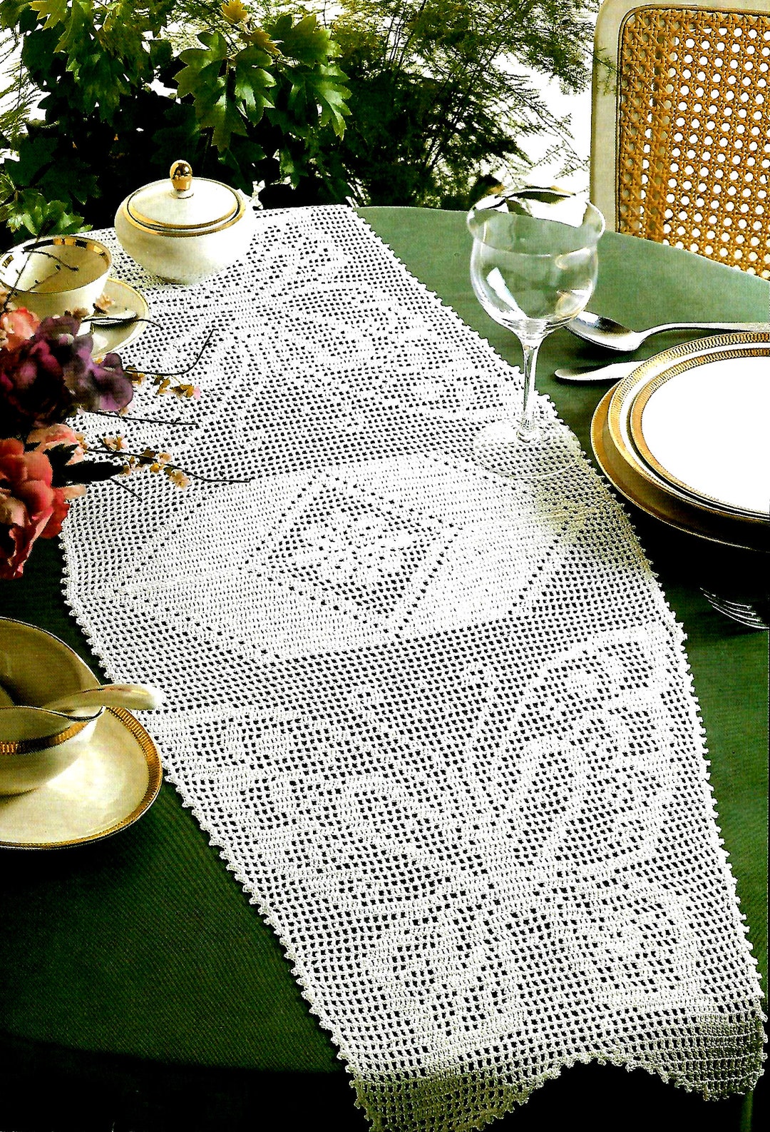Vintage Crochet PATTERN Table Cloth Filet Crochet Placemat Crochet ...