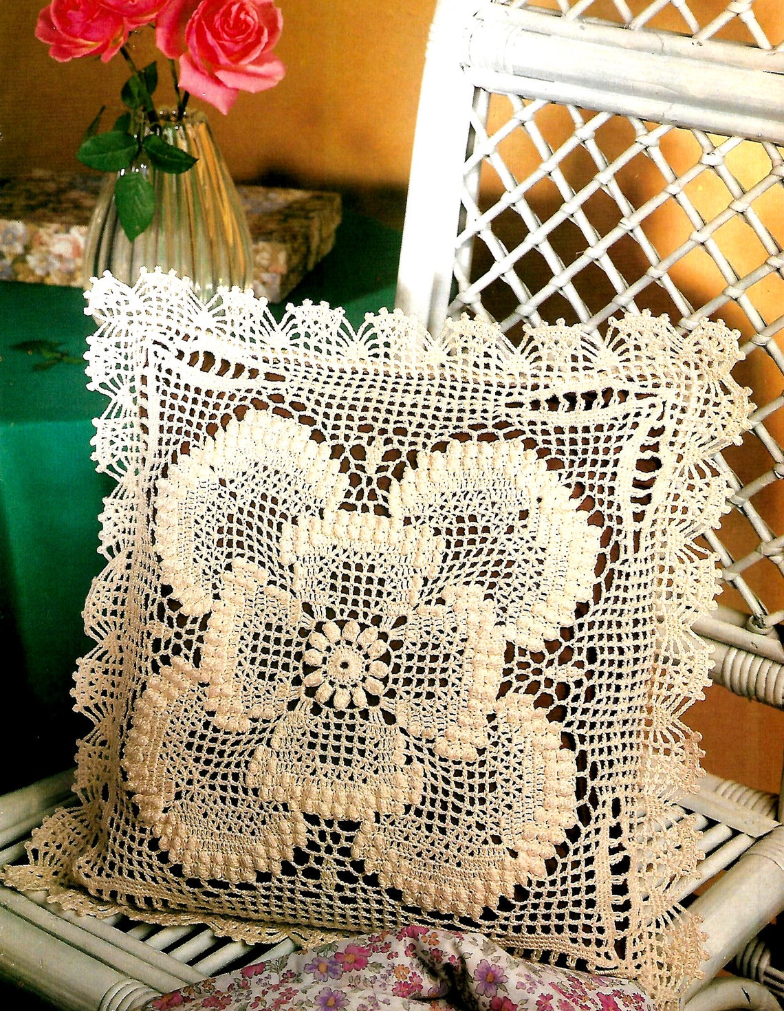 Vintage Crochet PATTERN Filet Crochet Pillow Cover Vintage - Etsy