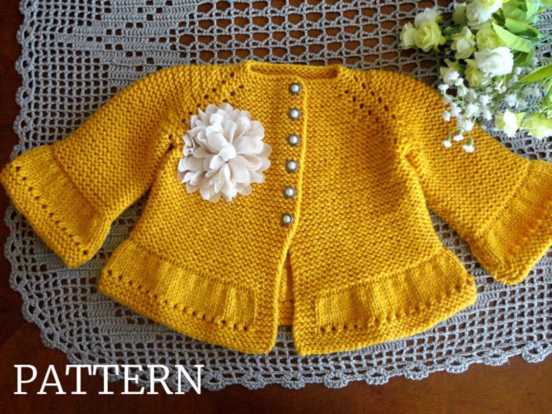 Knitting PATTERN Baby Jacket Baby Girl Cardigan Garter Stitch Knitted ...