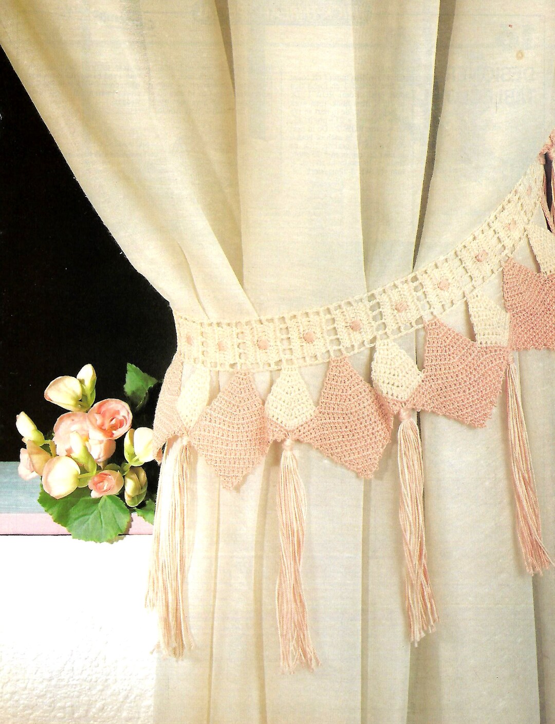 Vintage Crochet PATTERN Tieback Crochet Curtain Tiebacks Crochet Tie ...