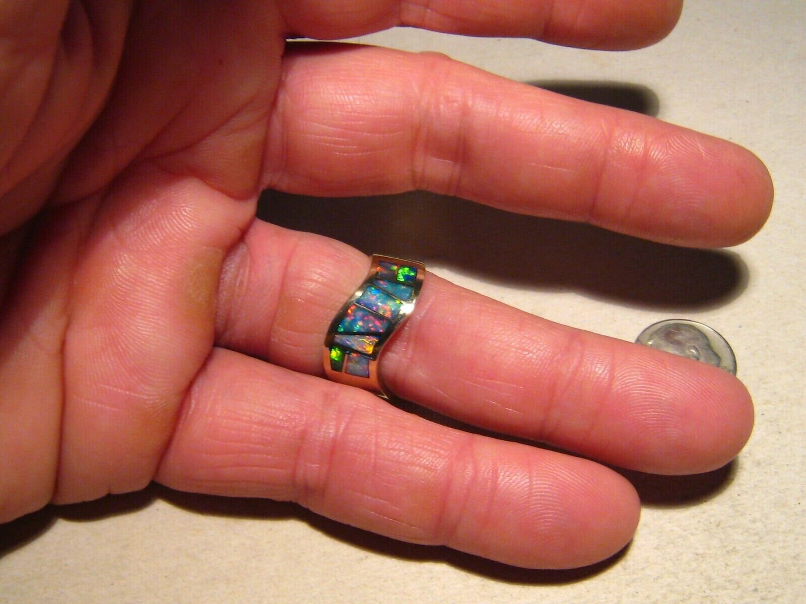 Navajo Style Australian Opal Inlay Ring 14k Yellow Gold , Size 11 - Etsy