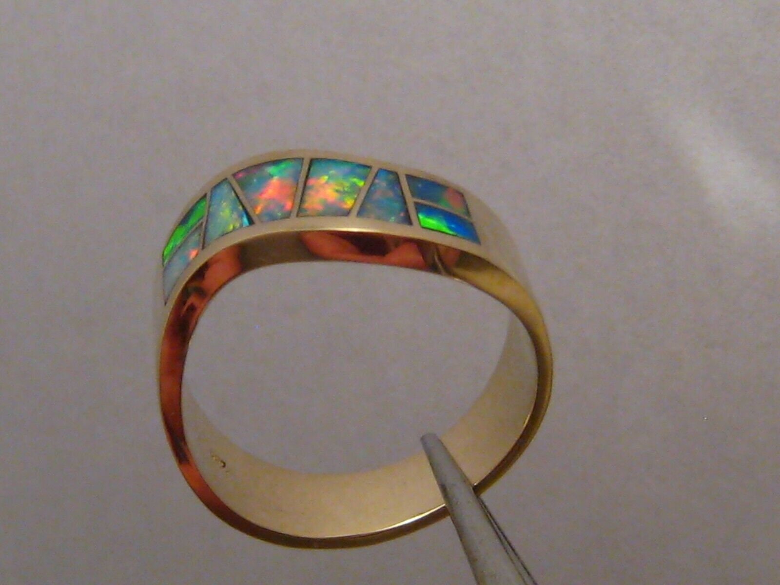 Navajo Style Australian Opal Inlay Ring 14k Yellow Gold , Size 11 - Etsy