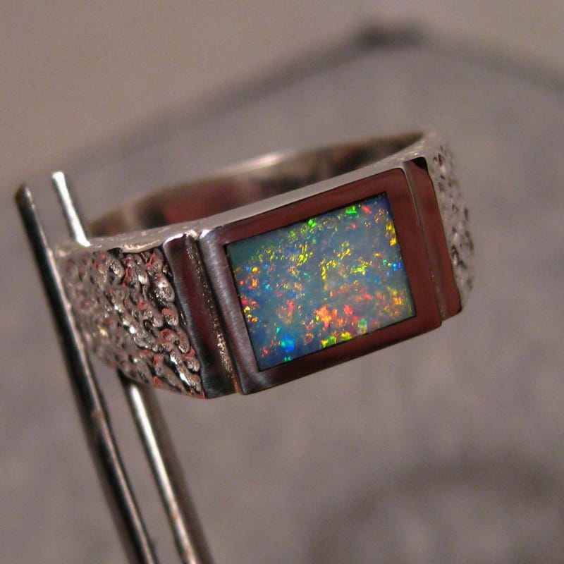 Red Lightning Opal Ring - Etsy