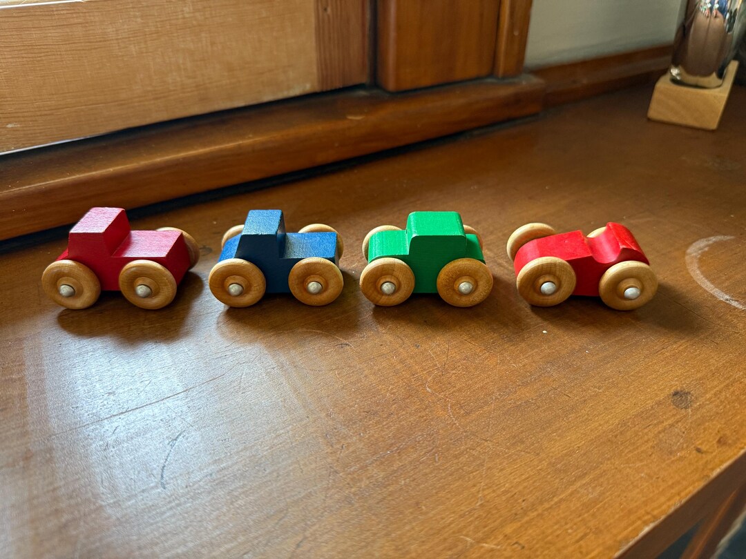 Vintage Wooden Toy Car Set - 90s Brio Style - Set of 4 - Etsy