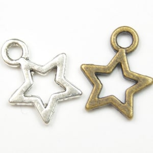Star Outline Charm Pack of 10 - Etsy
