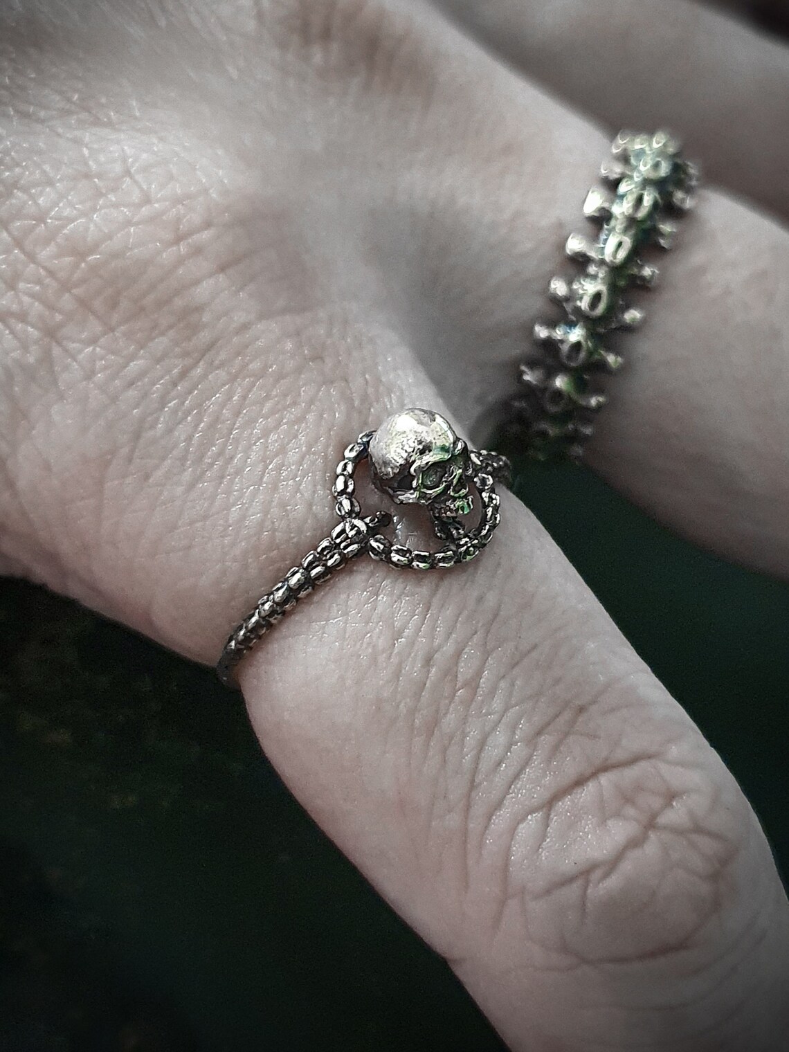 Circular Dainty Mini Midi Skeleton Skull Eternity Karma Ring | 925 ...