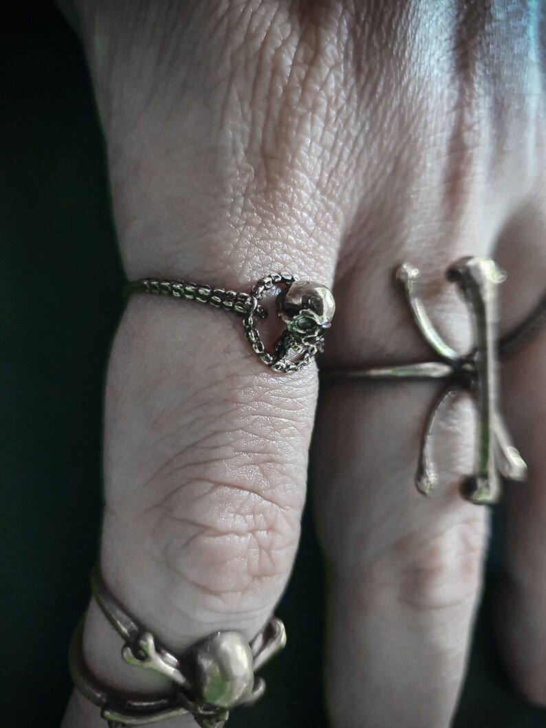 Circular Dainty Mini Midi Skeleton Skull Eternity Karma Ring | 925 ...