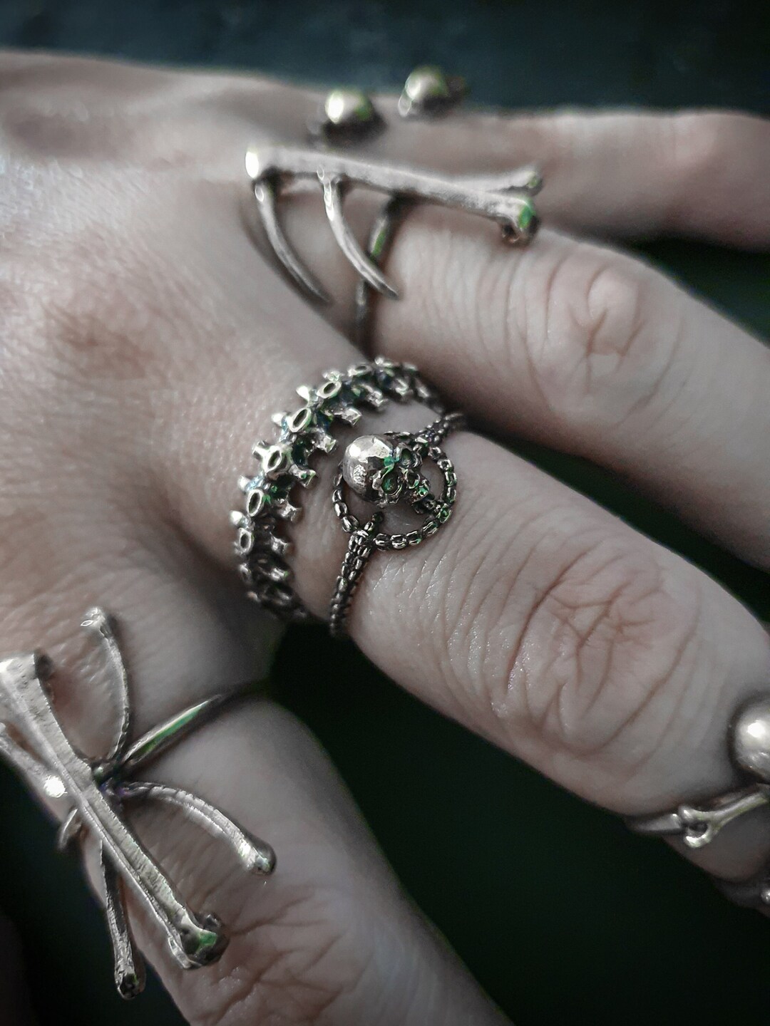 Circular Dainty Mini Midi Skeleton Skull Eternity Karma Ring | 925 ...