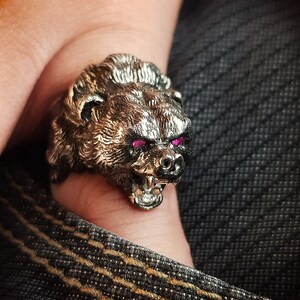 Black Grizzly Polar Brown Bear Animal Ring | 925 Sterling Silver Ring ...